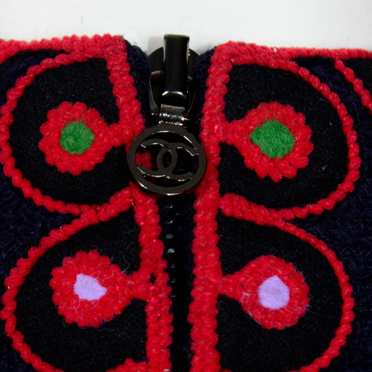 Vintage Chanel Fall 1997 Navy Blue and Red Jacket and Skirt Suit ...