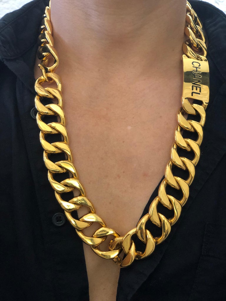 1970s Vintage Chanel Gold Toned Jumbo Chain Belt Necklace at 1stDibs