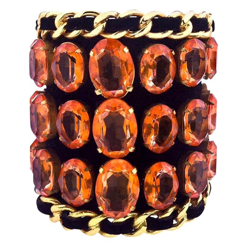 Vintage Chanel Important Massive Rhinestone Bangle For Sale at 1stDibs