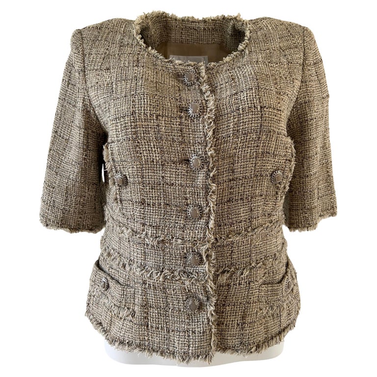 Vintage Chanel Jacket Beige Tweed Gripoix Buttons 2010 For Sale at 1stDibs