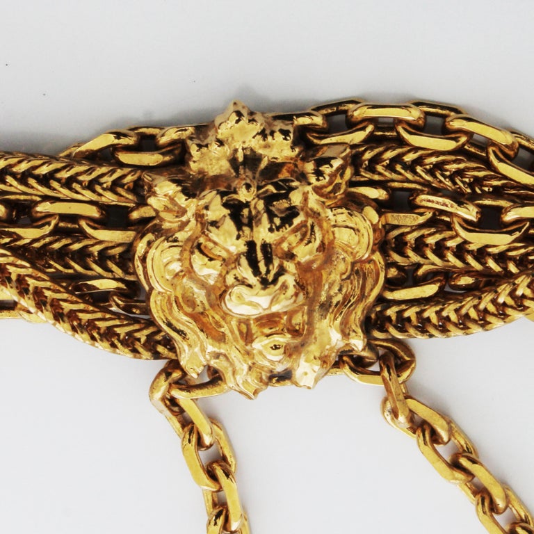 Vintage Chanel Lion Head Medallion Belt Multi Chain Rare 70s at 1stDibs