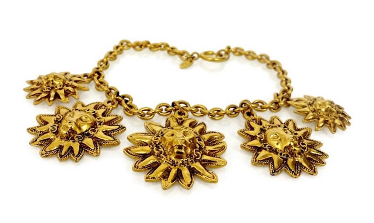 Vintage Chanel Lion Head Medallion Necklace For Sale at 1stdibs