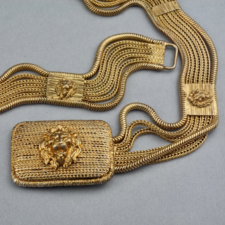 Vintage CHANEL Lion Head Multi Chain Belt For Sale at 1stDibs