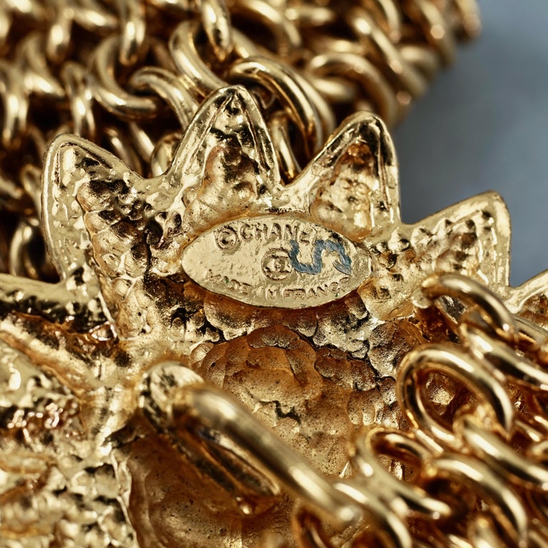 Vintage CHANEL Lion Head Sun Multi Chain Cuff Bracelet at 1stDibs