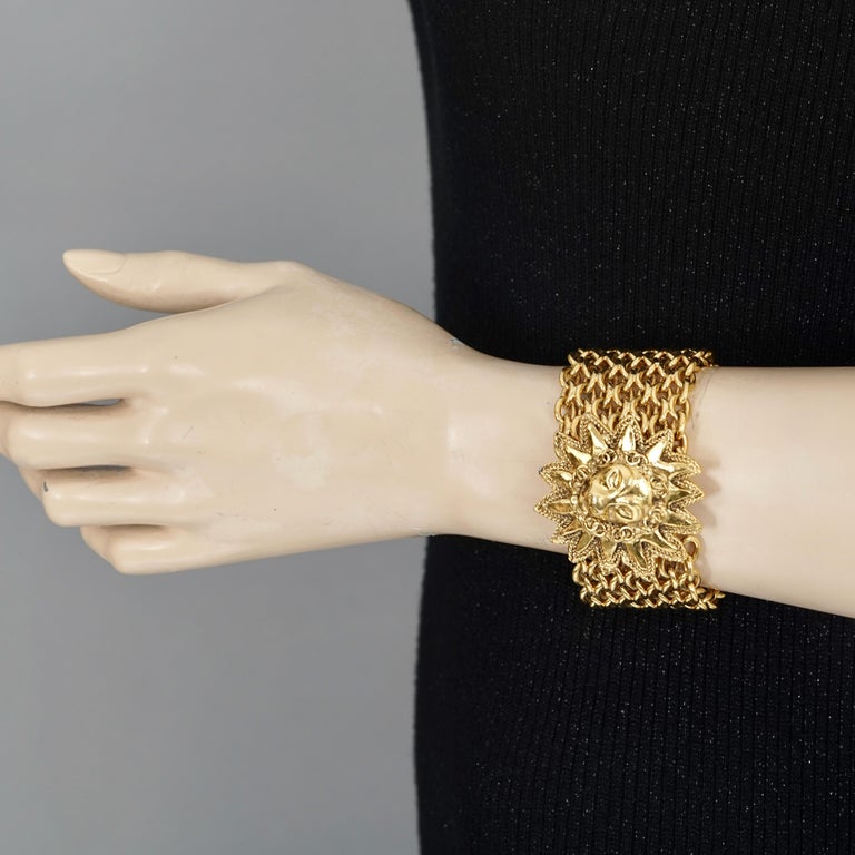 Vintage CHANEL Lion Head Sun Multi Chain Cuff Bracelet at 1stDibs