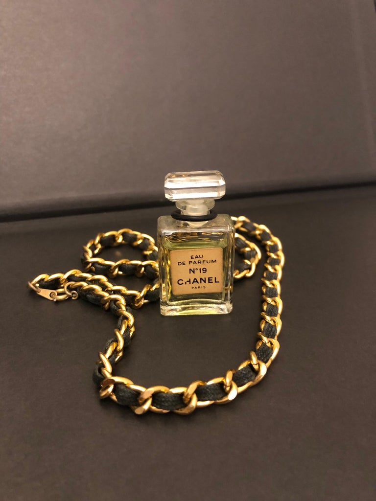 Vintage CHANEL Mini Perfume No 19 Necklace For Sale at 1stDibs