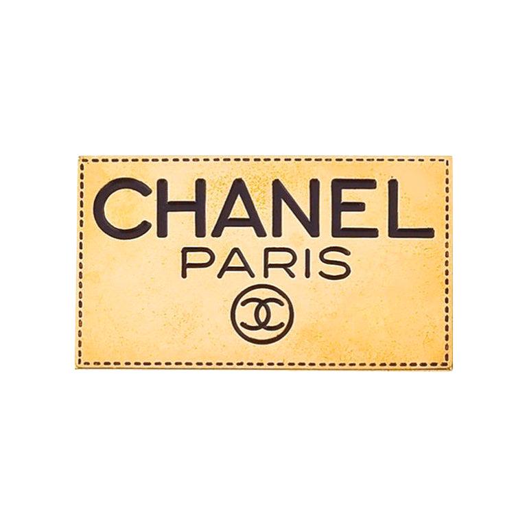 Vintage Chanel Paris Logo Brooch For Sale at 1stDibs