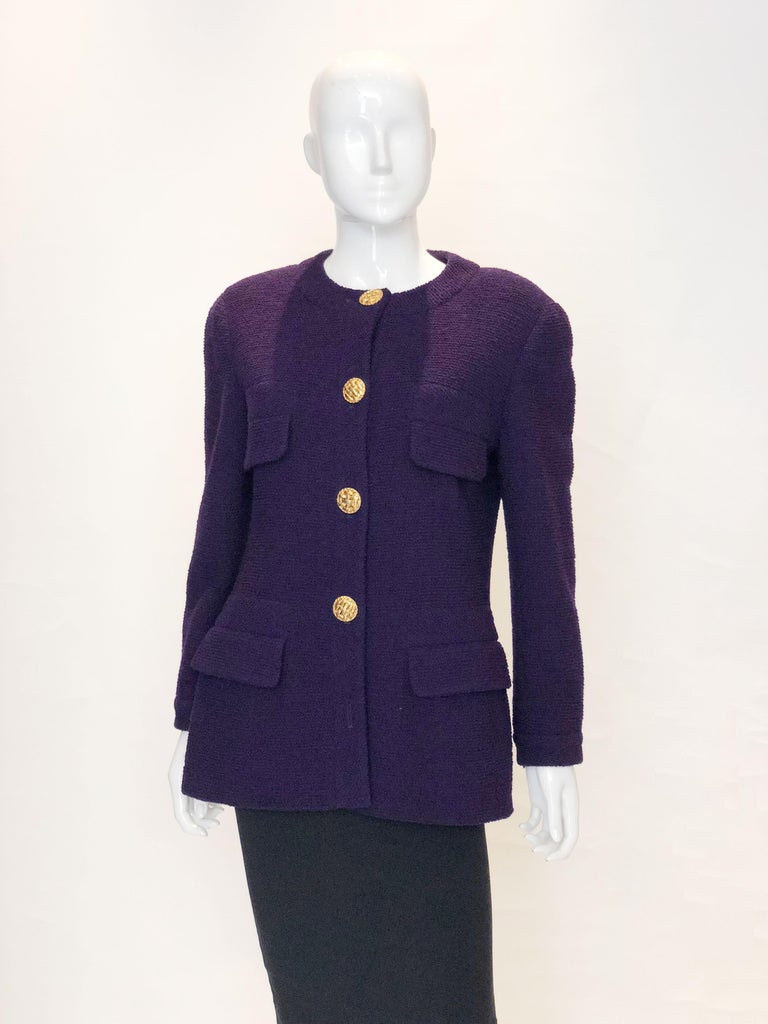 Vintage Chanel Purple Boucle Jacket at 1stDibs