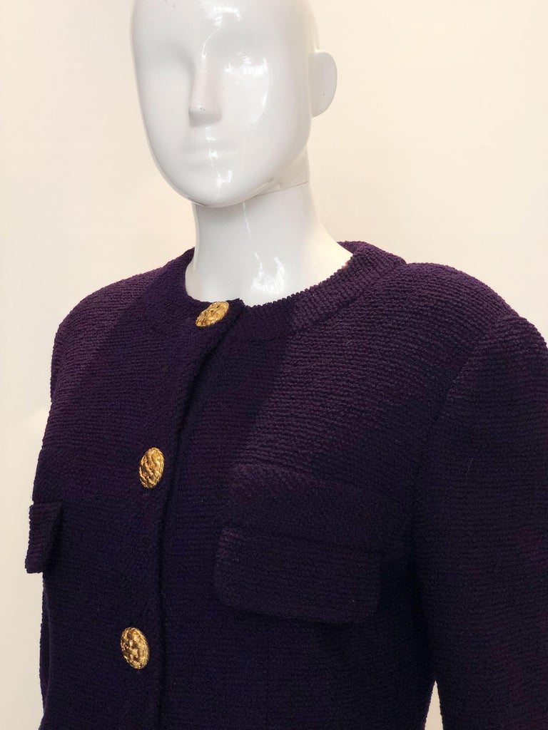Vintage Chanel Purple Boucle Jacket at 1stDibs