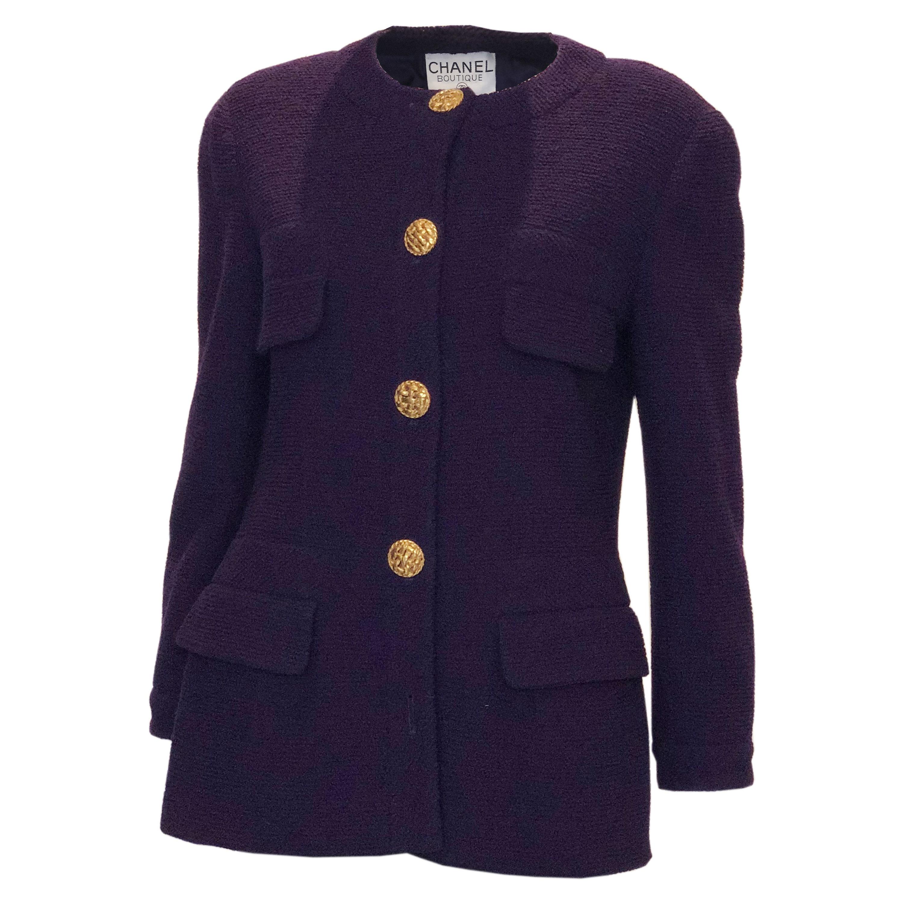 Vintage Chanel Purple Boucle Jacket at 1stDibs