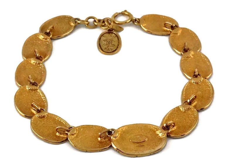 Vintage CHANEL Regal Crown Logo Coin Medallion Choker Necklace at 1stDibs