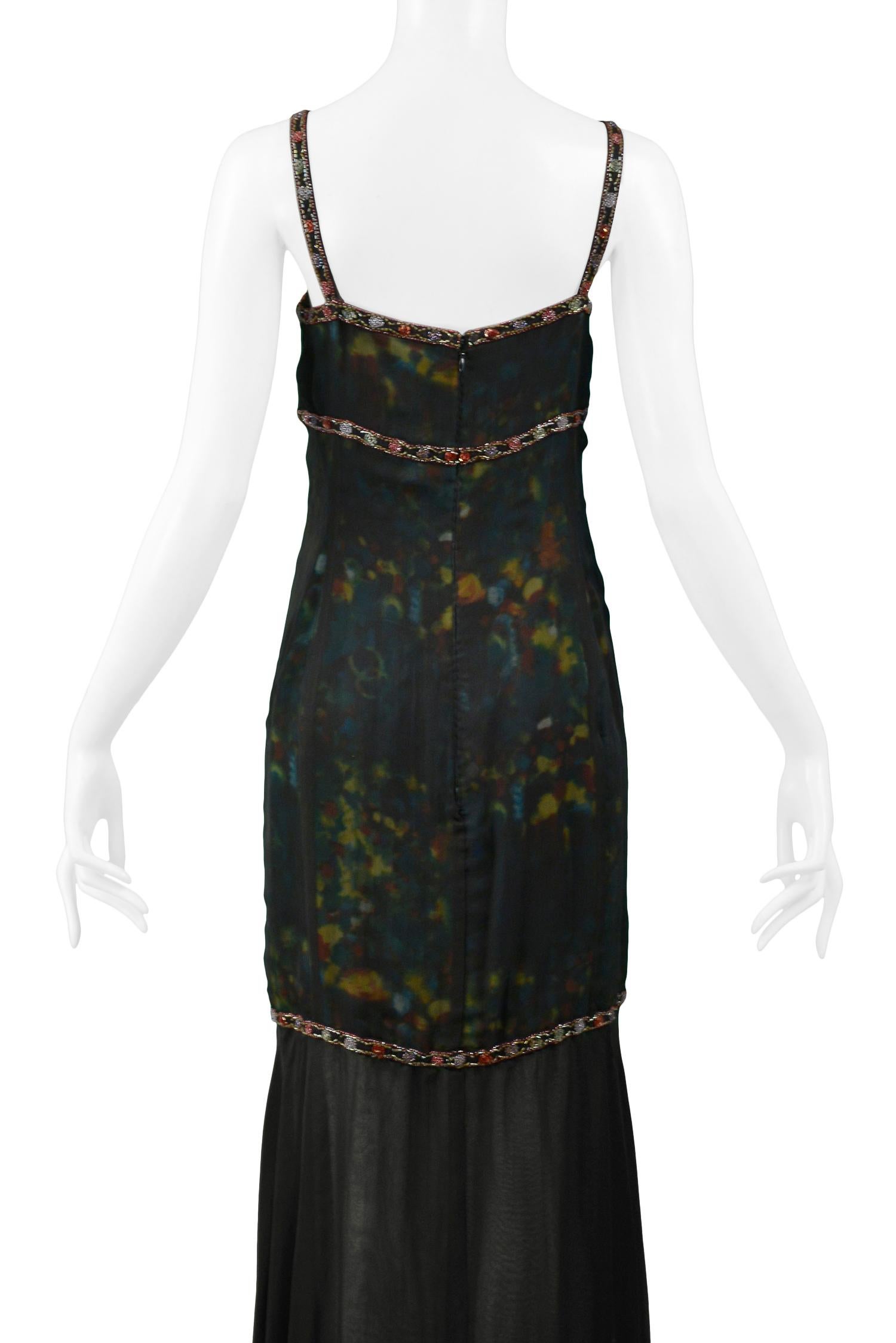 Vintage Chanel Silk Chiffon Watercolor Beaded Gown 1997 For Sale at ...