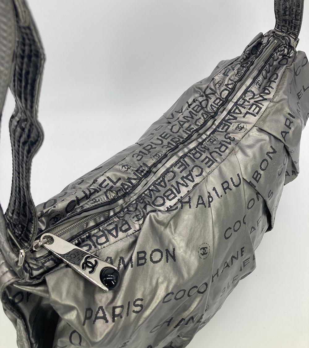 Vintage Chanel Silver Nylon Unlimited 31 Rue Cambon Shoulder Bag For ...