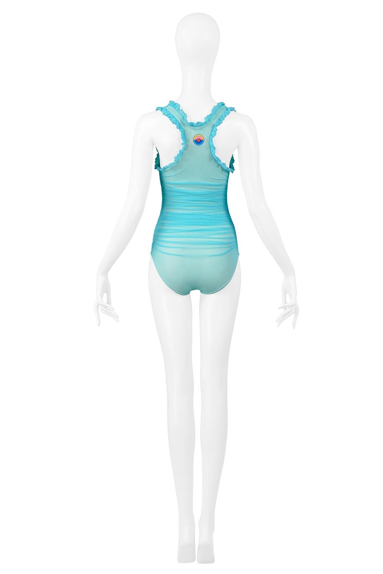 Vintage Chanel Turquoise Blue Ruched One Piece Swimsuit at 1stDibs ...