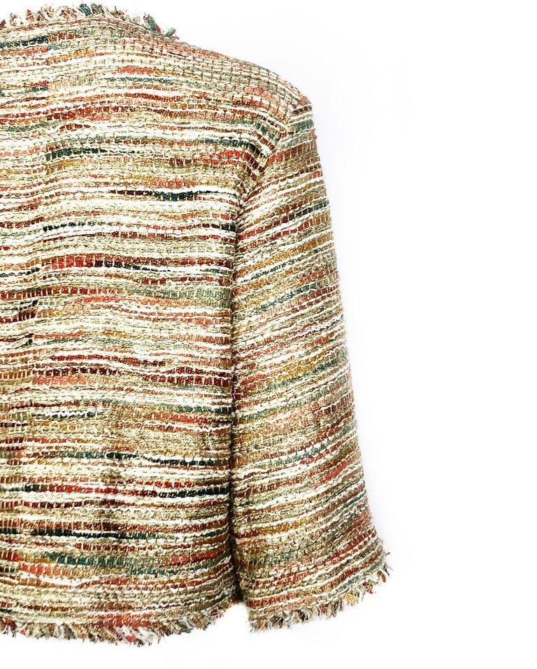 Vintage CHANEL Tweed Metallic Gold Multi Color Jacket w/ Tags Size 44 ...