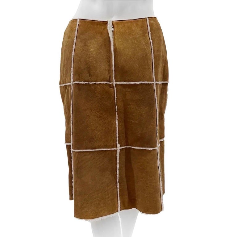 Vintage Chanel Wool Shearling Skirt FW2000 For Sale at 1stDibs
