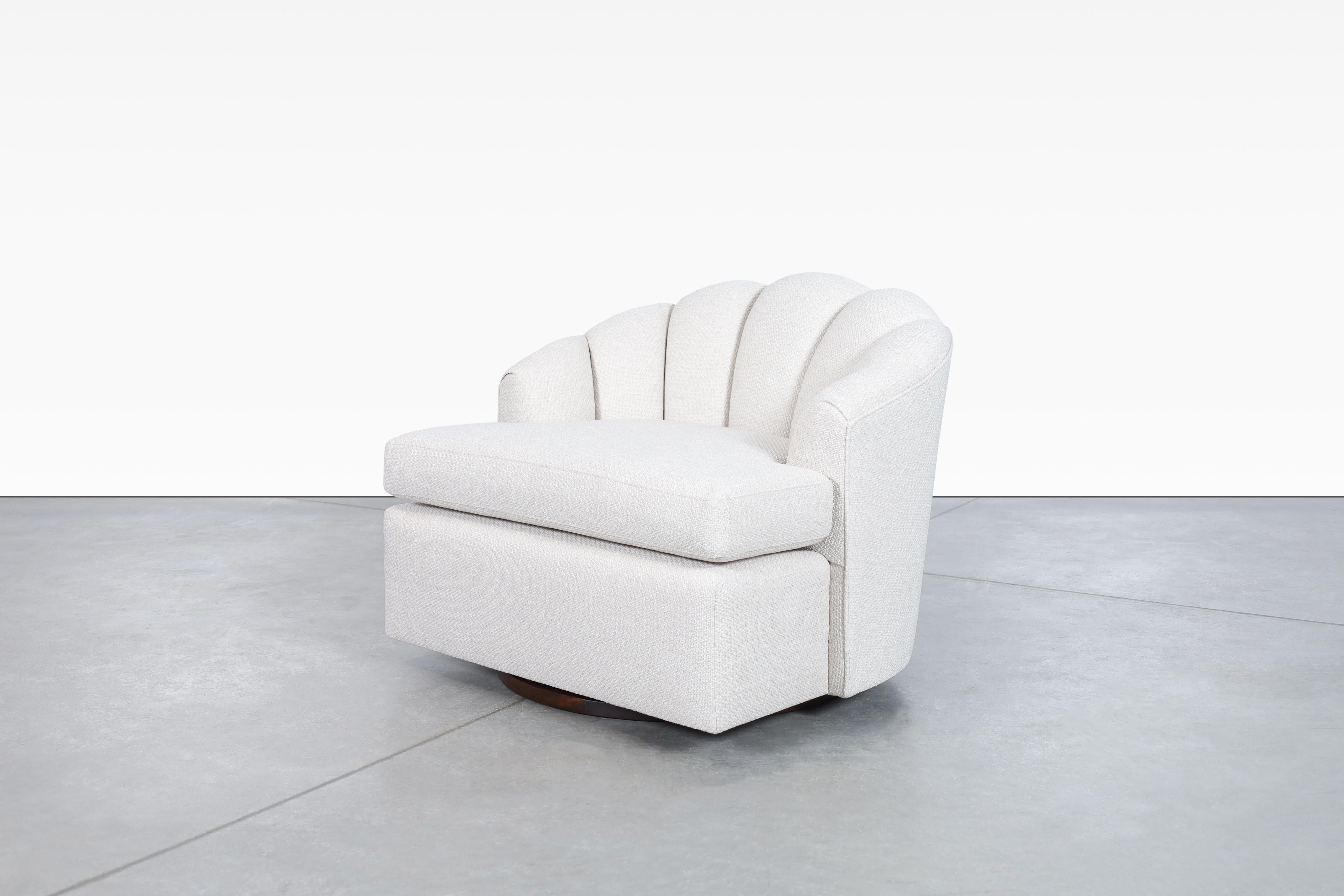 Vintage Channel Back Swivel Lounge Chairs For Sale at 1stDibs