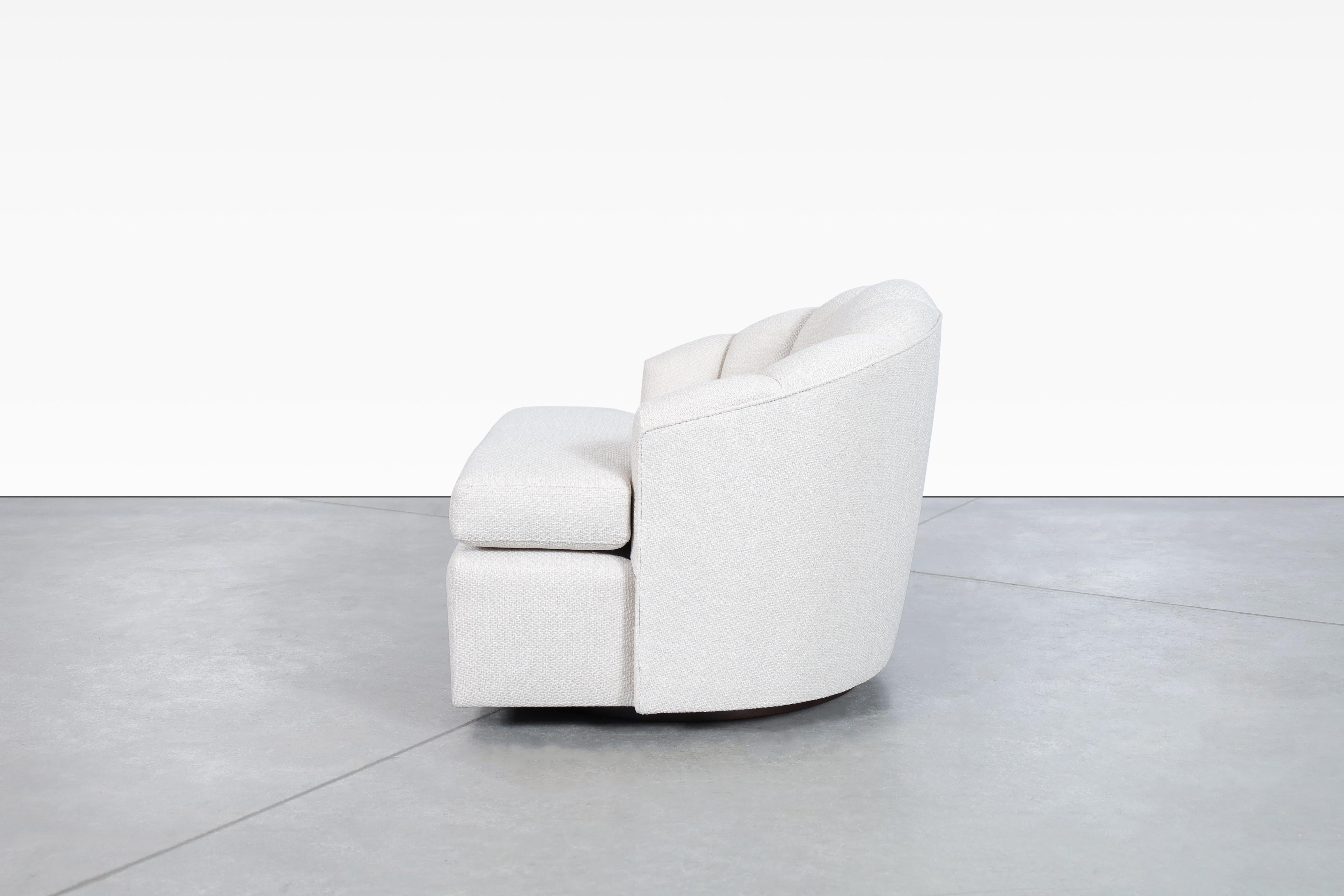 Vintage Channel Back Swivel Lounge Chairs For Sale at 1stDibs