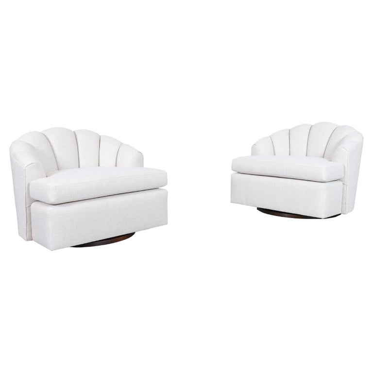 Vintage Channel Back Swivel Lounge Chairs For Sale at 1stDibs