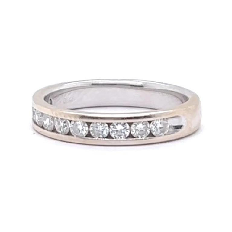 Vintage Channel Set Diamond 14 Karat White Gold Half Eternity Band For ...