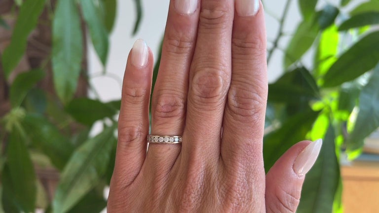 Vintage Channel Set Diamond 14 Karat White Gold Half Eternity Band For ...