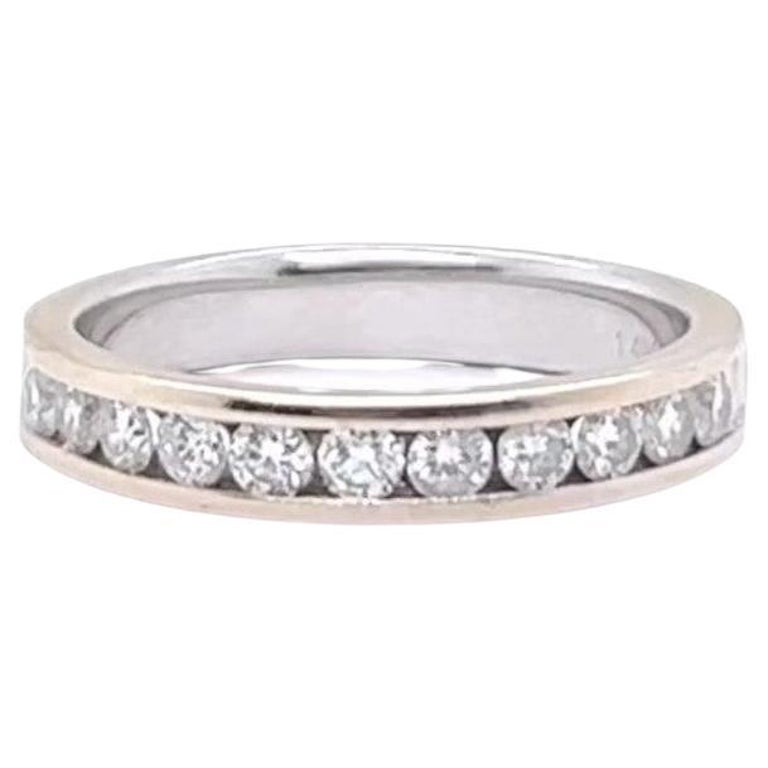 Vintage Channel Set Diamond 14 Karat White Gold Half Eternity Band For ...