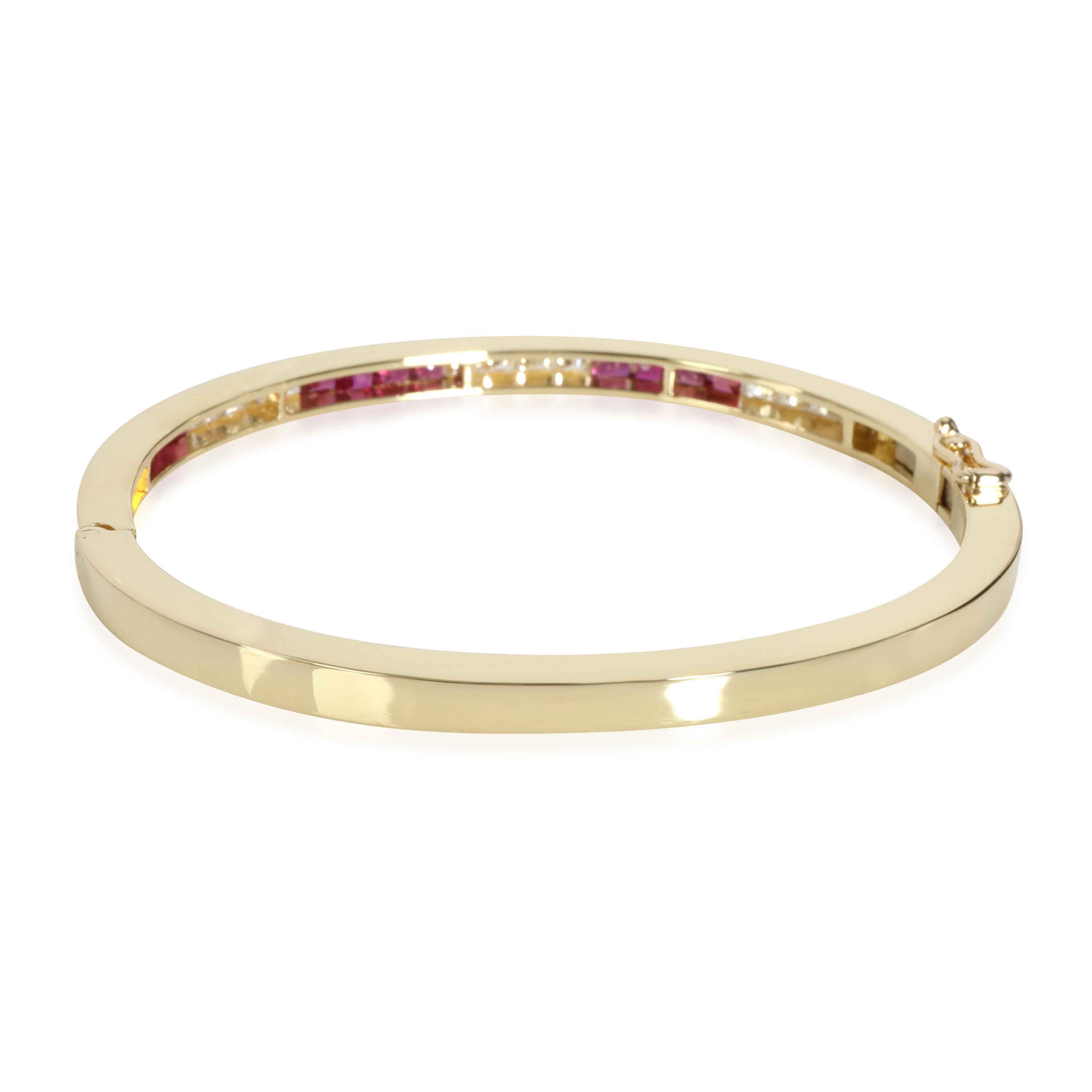 Vintage Channel Set Ruby and Diamond Bangle in 18K Yellow Gold 1.2 CTW ...