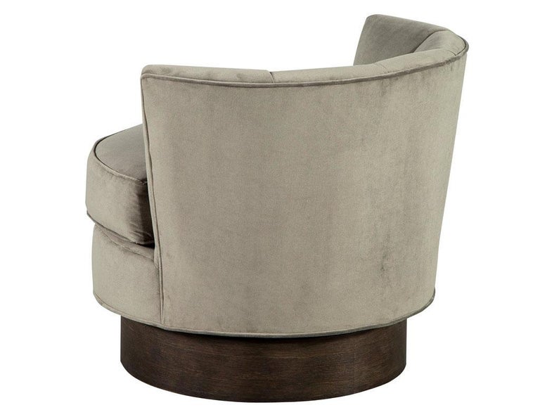 Vintage Channeled Back Swivel Lounge Chair For Sale at 1stDibs