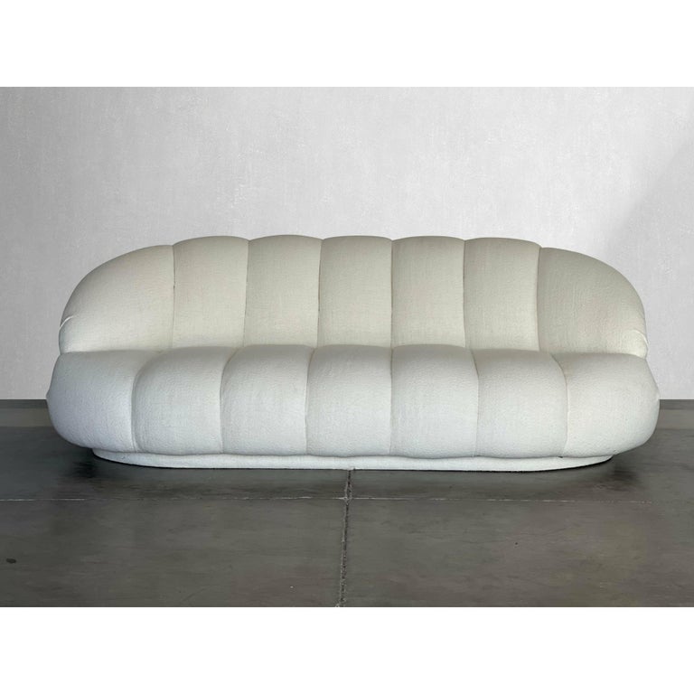 Vintage Channeled Sofa By A. Rudin In Italian Boucle For Sale at 1stDibs