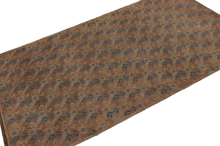 Vintage Chaput Style Kilim in Brown Pink Undertone and Blue Accents by ...