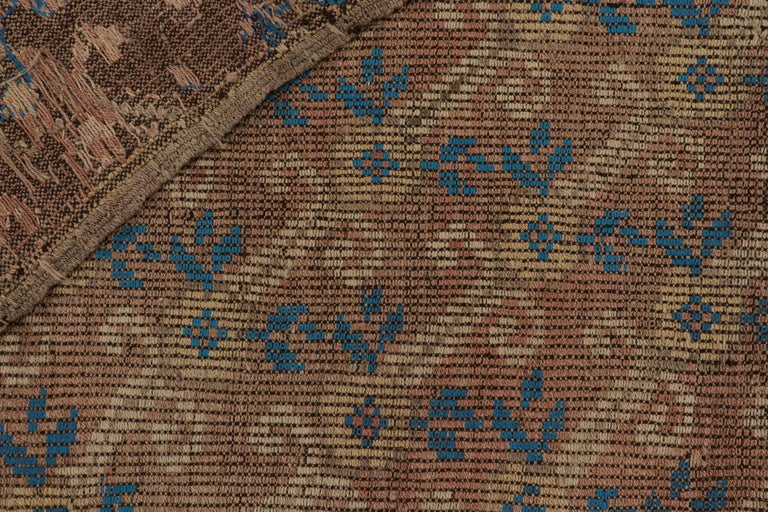 Vintage Chaput Style Kilim in Brown Pink Undertone and Blue Accents by ...