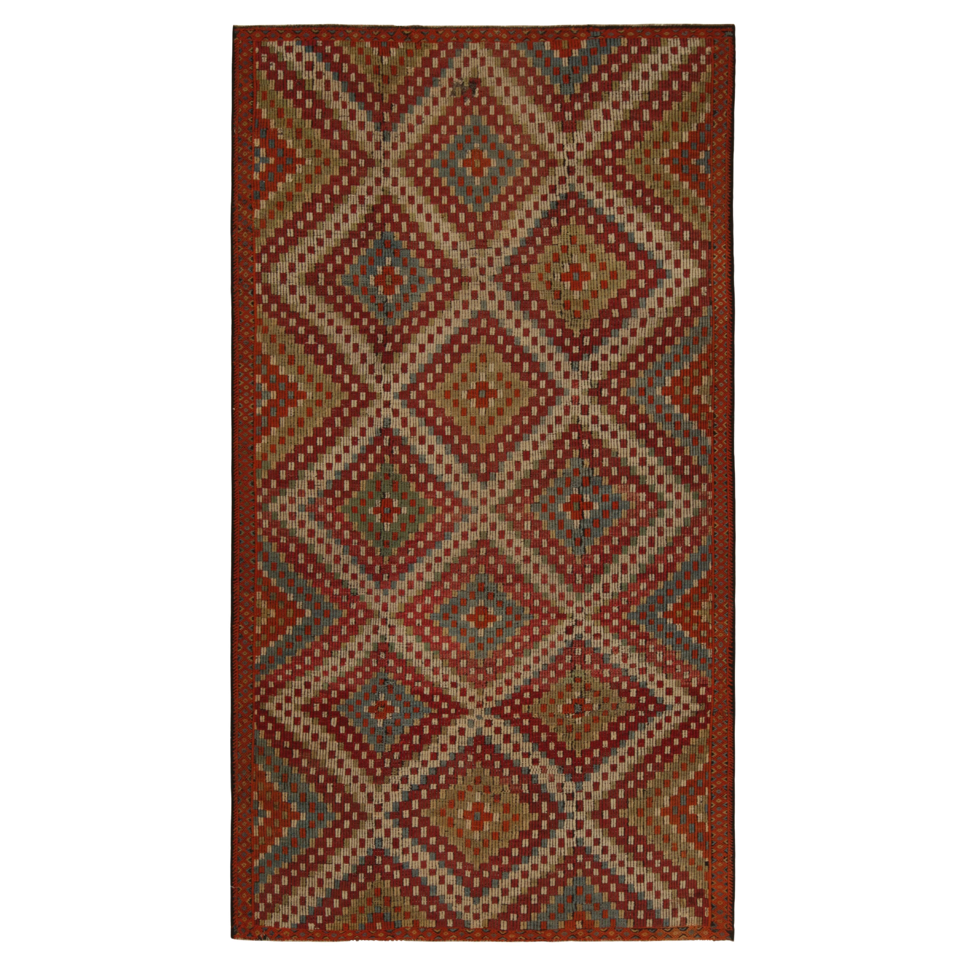Vintage Chaput Style Kilim in Brown Pink Undertone and Blue Accents by ...