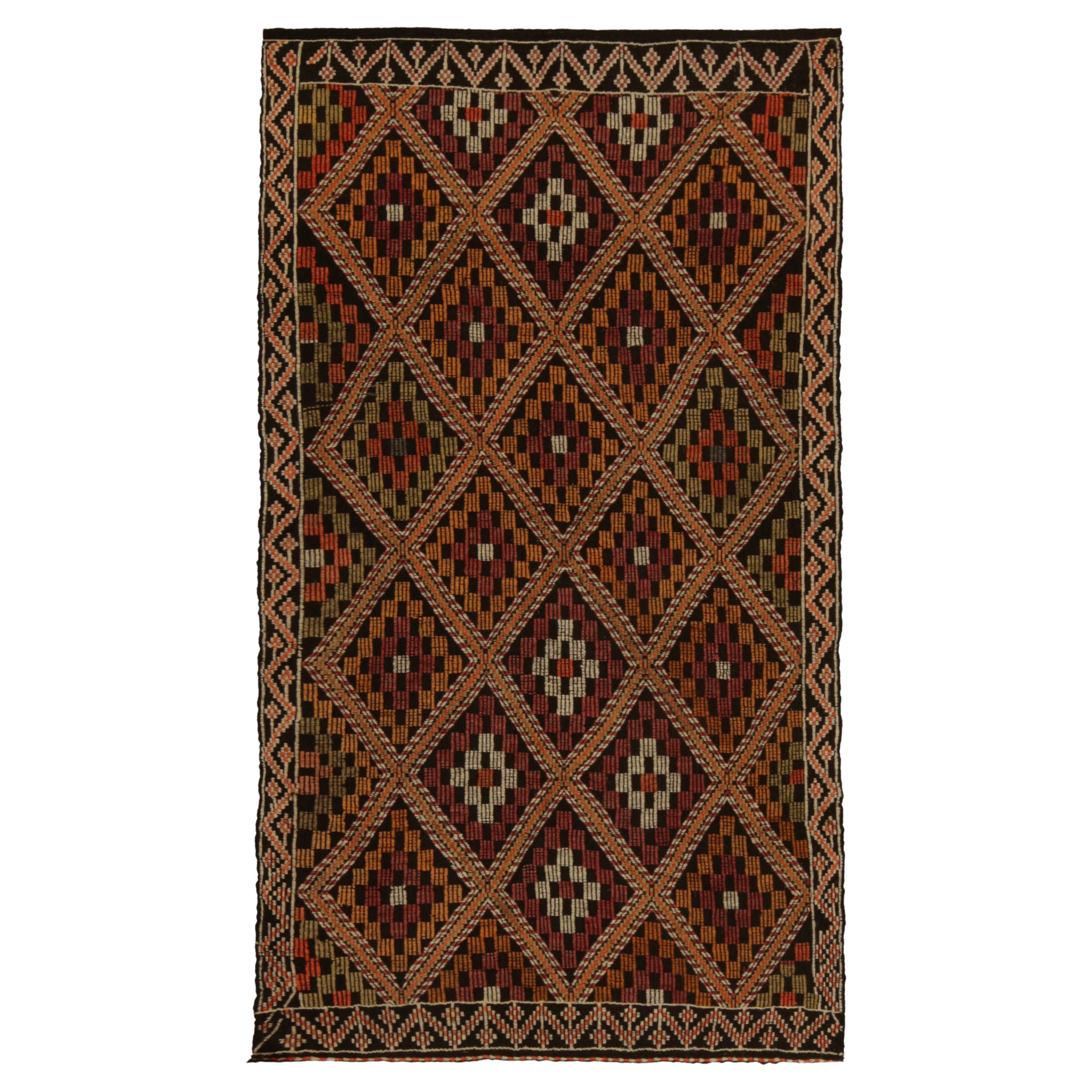 Vintage Chaput Tribal Kilim Beige-Brown and Red Diamond Pattern by Rug ...