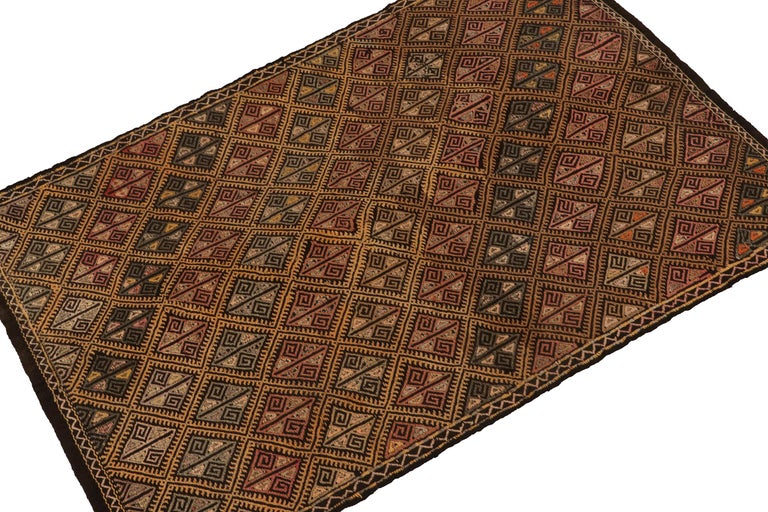 Vintage Chaput Tribal Kilim with Pink and Gold Geometric Pattern by Rug ...