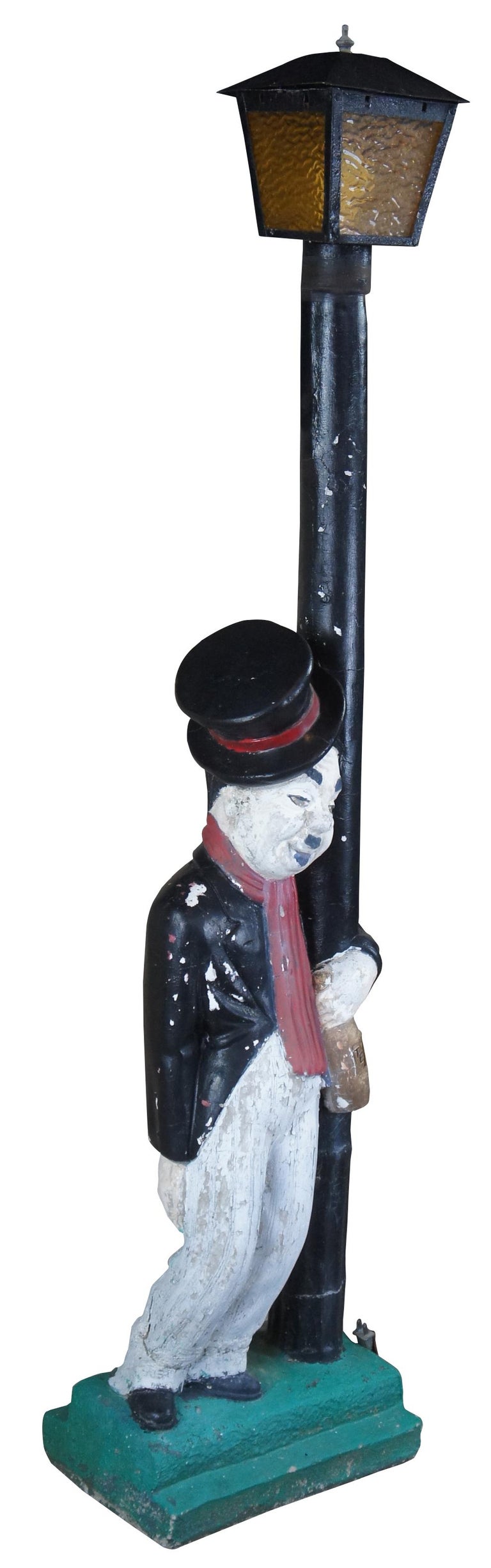 Vintage Charlie Chaplin Concrete Outdoor Lamp Post Light Statue ...