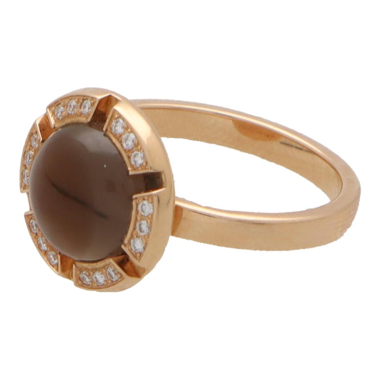 Vintage Chaumet Paris Smoky Quartz and Diamond Class One Ring in Rose ...
