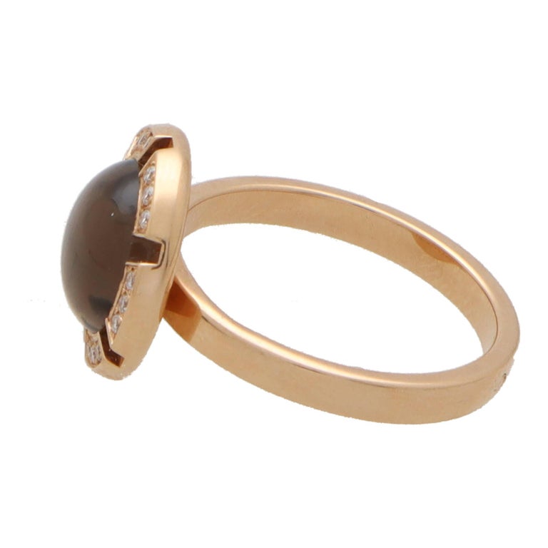 Vintage Chaumet Paris Smoky Quartz and Diamond Class One Ring in Rose ...