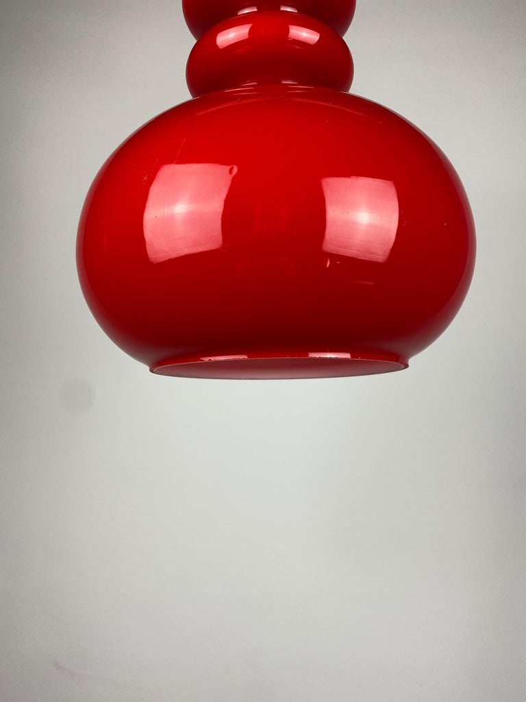 Vintage Cherry Red Glass Pendant Light by Peill and Putzler, 1960 For ...