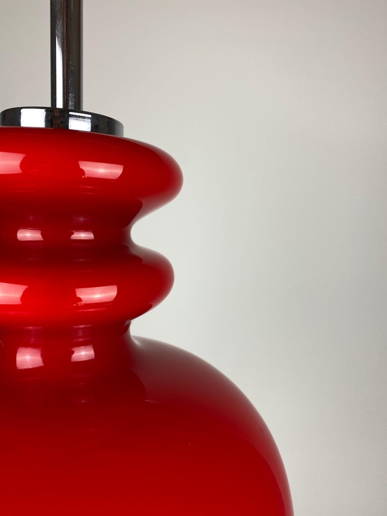 Vintage Cherry Red Glass Pendant Light by Peill and Putzler, 1960 For ...