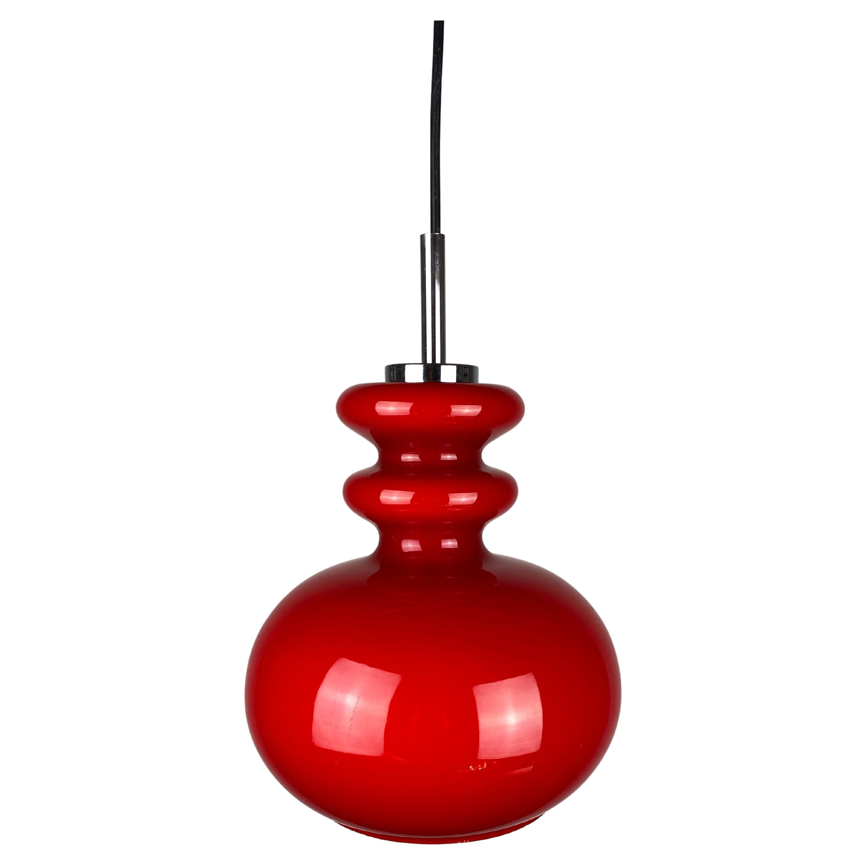Vintage Cherry Red Glass Pendant Light by Peill and Putzler 1960 For ...