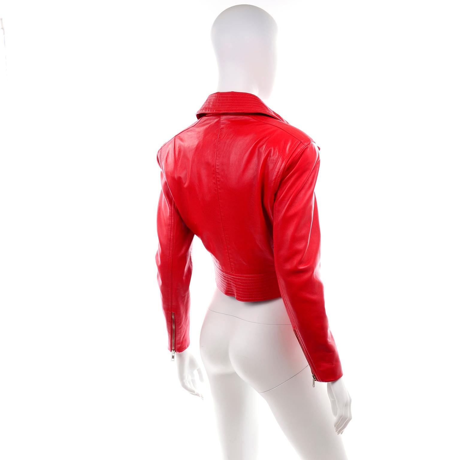 Vintage Cherry Red Leather Motorcycle Jacket Michael Hoban North Beach ...
