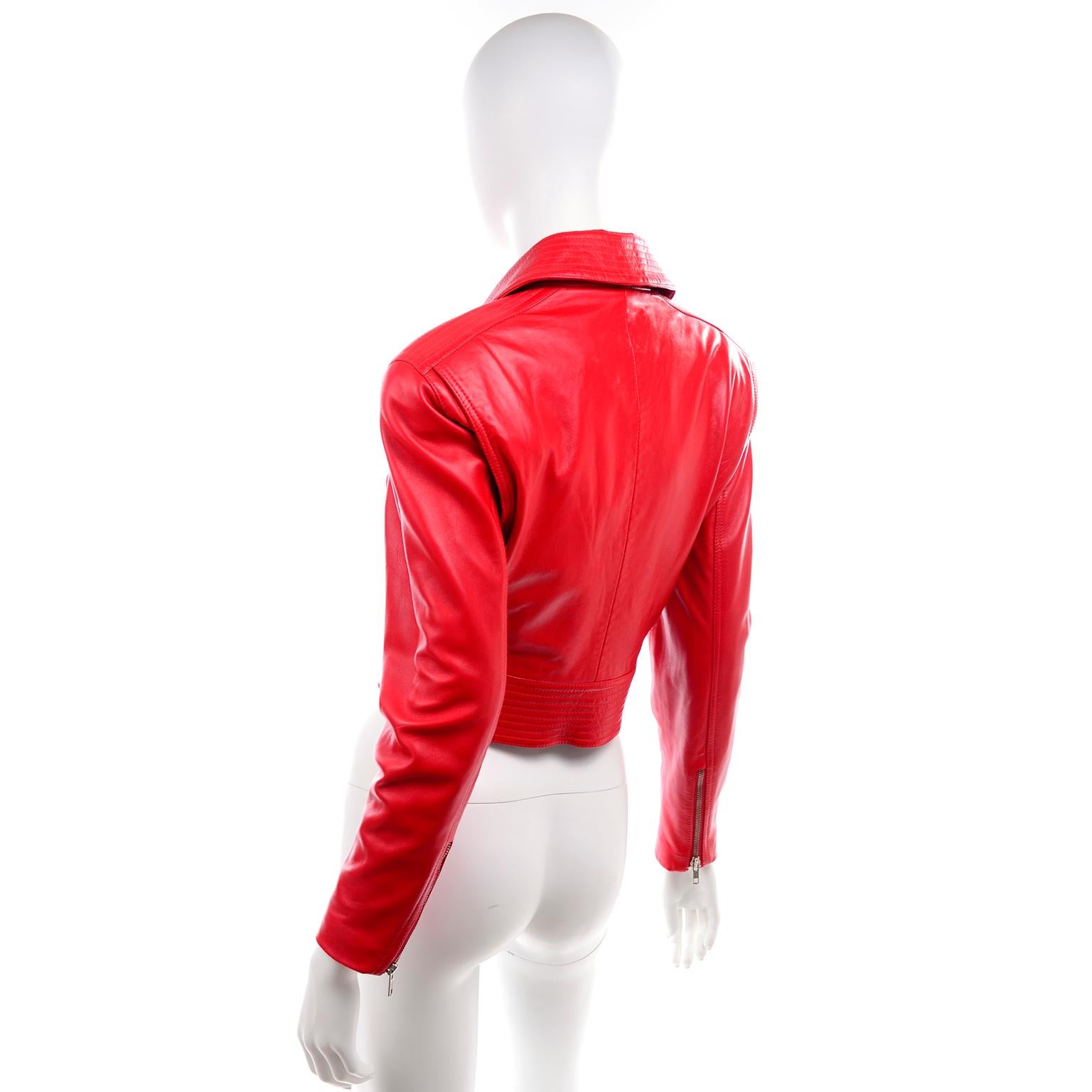 Vintage Cherry Red Leather Motorcycle Jacket Michael Hoban North Beach ...