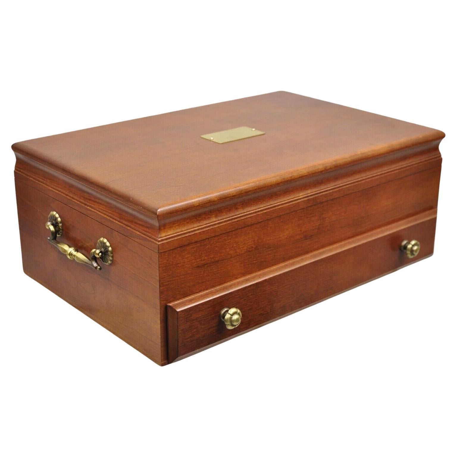 Vintage Cherry Wood Brass Hardware Traditional Style Silverware ...