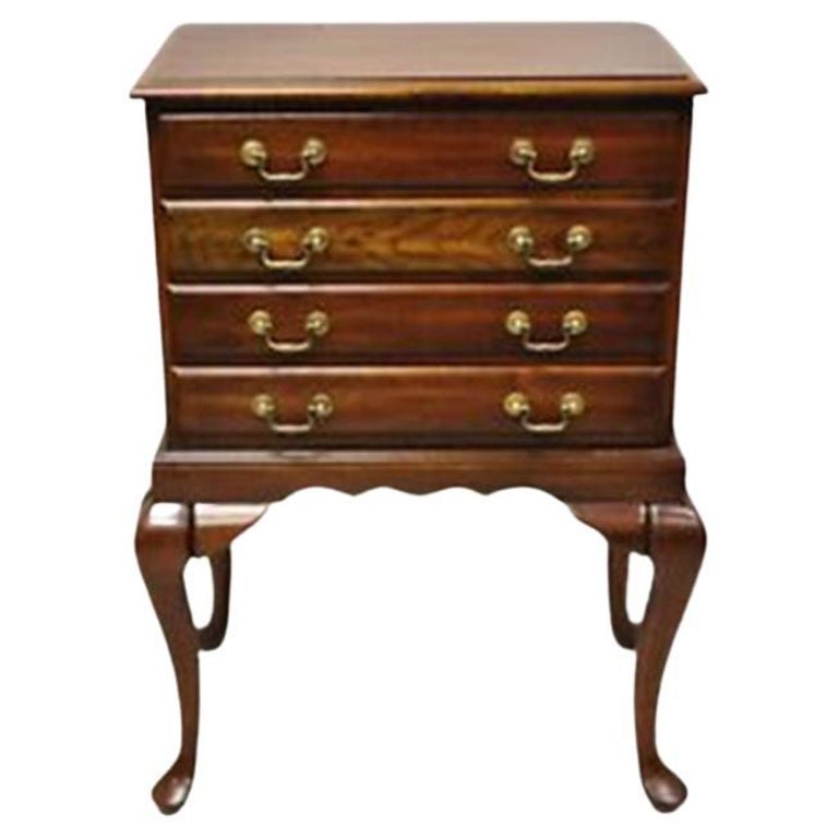 Vintage Cherry Wood Queen Anne Style Silverware Chest Server Cabinet ...
