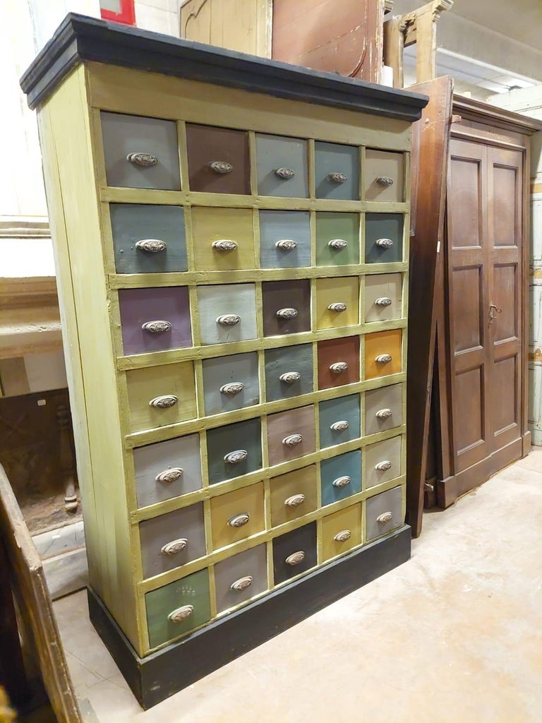 Vintage Chest of Drawers in Painted Wood from Old Shop, 19th Century ...
