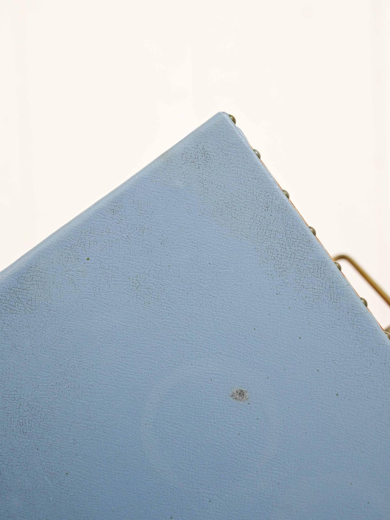 Vintage Chest of Drawers with Light Blue Leatherette For Sale at 1stDibs