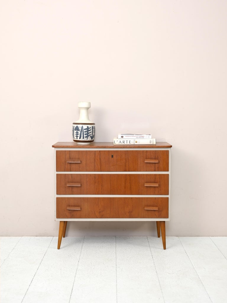 Vintage Chest of Drawers with White Painted Details For Sale at 1stDibs