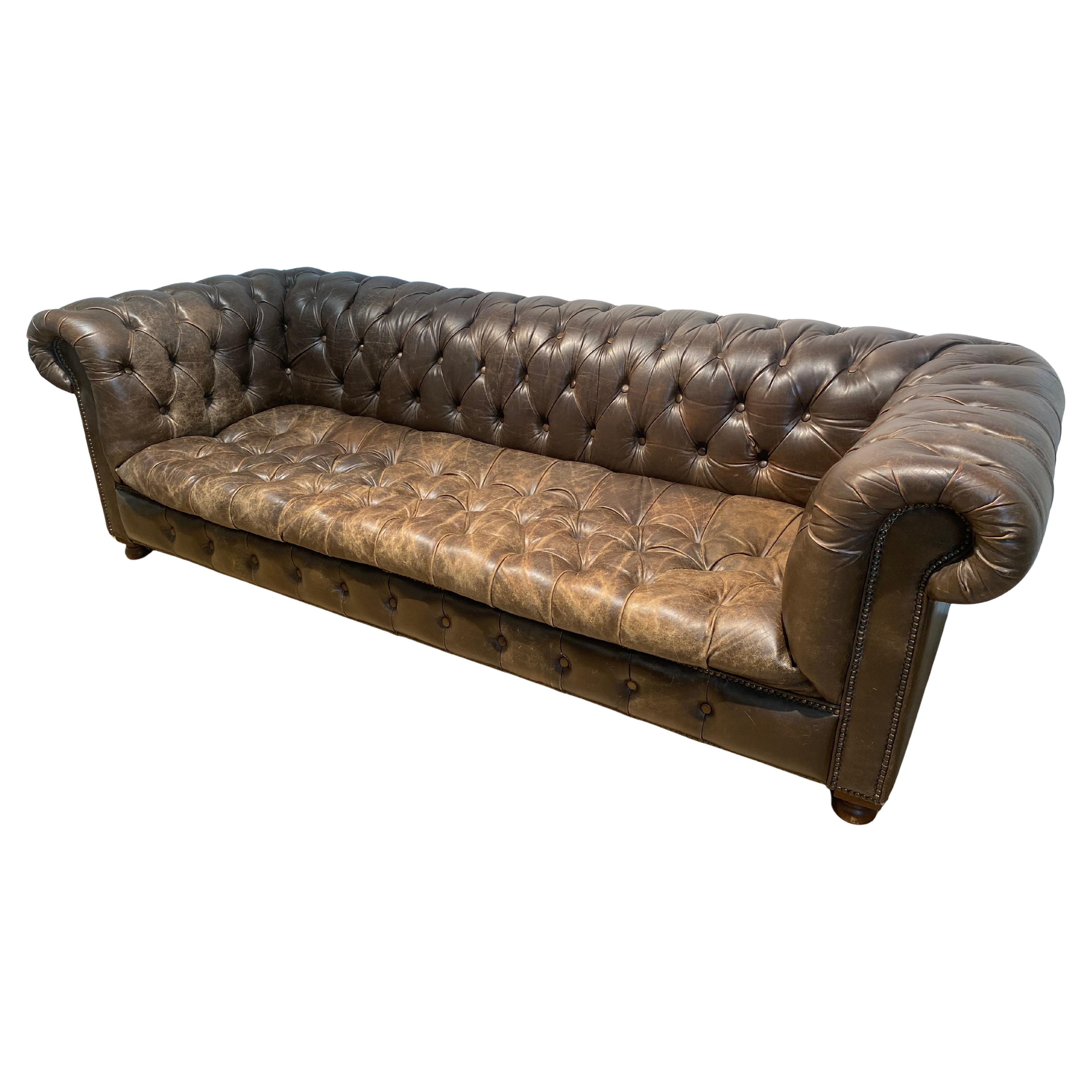 Vintage Chesterfield in Brown Leather For Sale at 1stDibs