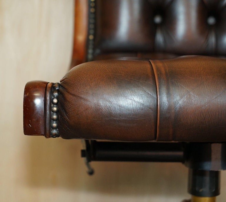 Vintage Chesterfield Leather and Mahogany Framed Office Desk Chair at ...