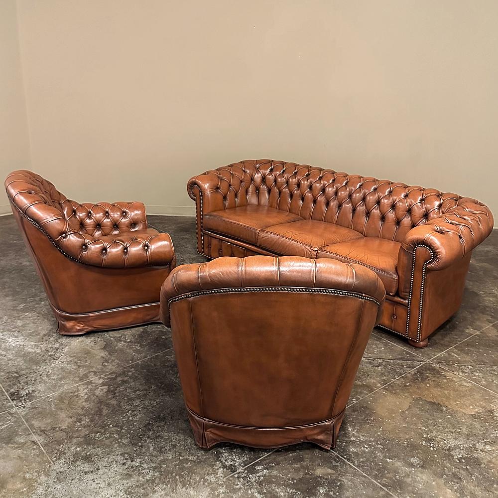 Vintage Chesterfield Leather Lounge Sofa, Club Sofa For Sale at 1stDibs